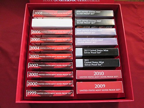 1999 S Silver Proof Set Silver Proof Sets From 1999 to 2016 In Collectors Box Brilliant Uncirculated