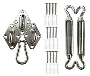 coscool shade sail hardware kit for sun shade sails stainless steel installation hardware kit (6-inch triangular)