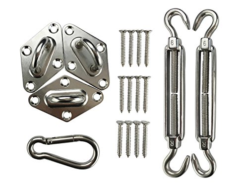 COSCOOL Shade Sail Hardware Kit for Sun Shade Sails Stainless Steel Installation Hardware Kit (6-inch Triangular)