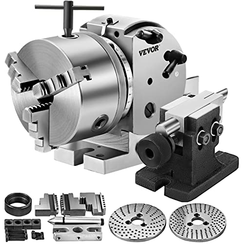 Mophorn Dividing Head BS-0 5Inch 3 Jaw Chuck Dividing Head Set Precision Semi Universal Dividing Head for Milling Machine Rotary Table Tailstock Milling Set (5 Inch Chuck)