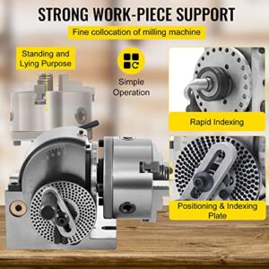 Mophorn Dividing Head BS-0 5Inch 3 Jaw Chuck Dividing Head Set Precision Semi Universal Dividing Head for Milling Machine Rotary Table Tailstock Milling Set (5 Inch Chuck)