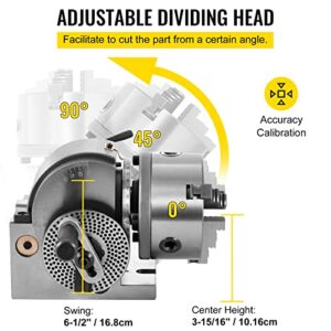 Mophorn Dividing Head BS-0 5Inch 3 Jaw Chuck Dividing Head Set Precision Semi Universal Dividing Head for Milling Machine Rotary Table Tailstock Milling Set (5 Inch Chuck)