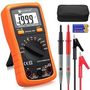 neoteck auto ranging digital multimeter ac/dc voltage current ohm capacitance frequency diode transistor audible continuity, multi tester with backlit lcd