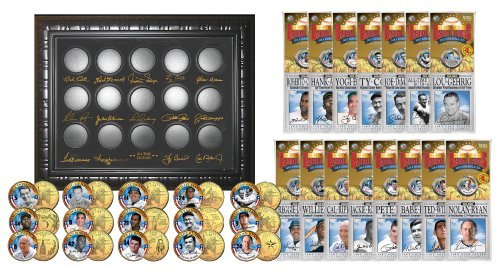 BASEBALL LEGENDS 15-Coin Set 24K Gold Plated State Quarters w/Display SUPER SALE