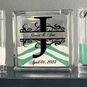 Glass Unity Set for Weddings, Personalized Monogram Wedding Sand Ceremony, Unity Candle Alternative