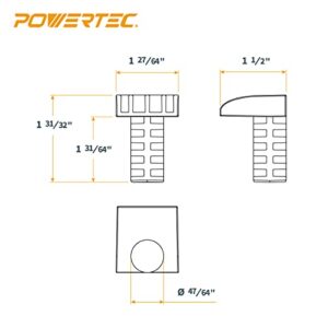 POWERTEC 71037 Low Profile Bench Dogs | Woodworking Workbench Peg Stoppers for 3/4" Holes | Black – 4 Pack