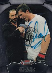 chael sonnen signed 2012 topps finest ufc card #43 autograph picture w joe rogan - autographed ufc cards