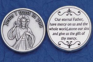 catholic prayer cards divine mercy pocket coin