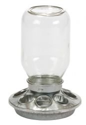 Rocky Mountain Goods Chick Feeder Base for Jar - Jar Feeder for Small Birds and Chickens - Galvanized Rust Proof Steel - 8 Feed Holes - Easy to Attach Glass or Plastic jar