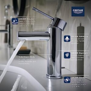 GROHE 3221600A Essence, Single Hole Single-Handle S-Size Bathroom Faucet 1.2 GPM, Chrome