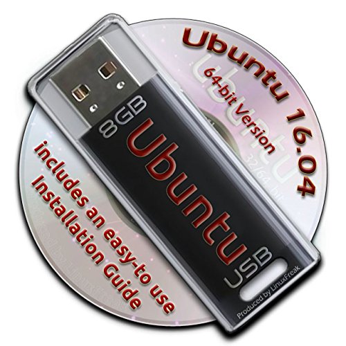 Ubuntu Linux 16.04 Bootable 8GB USB Flash Drive - 64-bit Version