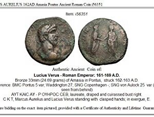 162 IT LUCIUS VERUS and MARCUS AURELIUS 162AD Amasia Pon coin Good