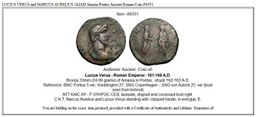 162 IT LUCIUS VERUS and MARCUS AURELIUS 162AD Amasia Pon coin Good