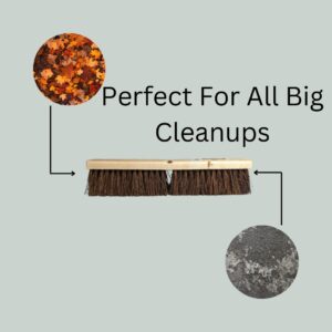 Bristles 4218 18” Outdoor Push Broom Head – Heavy Duty Hardwood Block, Rough Surface Stiff Palmyra Fibers, Brown