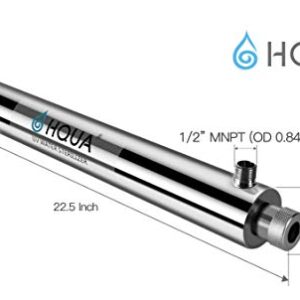 HQUA-OWS-6 Ultraviolet Water Purifier Sterilizer Filter for Kitchen Water Purification,6GPM 110V 25W Model HQUA-UV-6GPM + 1 Extra UV Tube