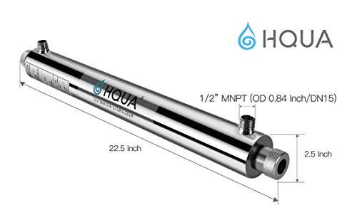 HQUA-OWS-6 Ultraviolet Water Purifier Sterilizer Filter for Kitchen Water Purification,6GPM 110V 25W Model HQUA-UV-6GPM + 1 Extra UV Tube