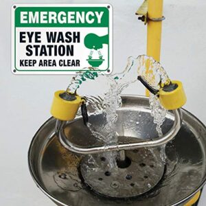 Eye Wash Station Signs, Emergency Sign, 10x7 Rust Free Aluminum, Weather/Fade Resistant, Easy Mounting, Indoor/Outdoor Use, Made in USA by SIGO SIGNS