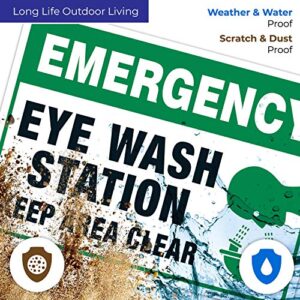 Eye Wash Station Signs, Emergency Sign, 10x7 Rust Free Aluminum, Weather/Fade Resistant, Easy Mounting, Indoor/Outdoor Use, Made in USA by SIGO SIGNS