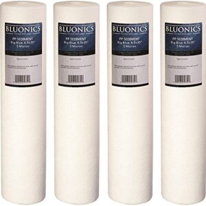 Bluonics Sediment Replacement Water Filters 4pcs (5 Micron) 4.5" x 20" Whole House Cartridges