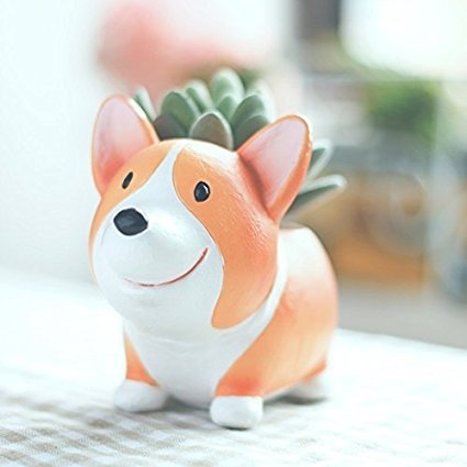 Faraway Corgi Figure Flower Pots Bonsai Resin Plant Pots Succulent Plants Vase Flower Pots