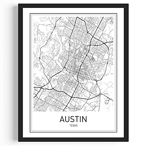 Austin Map Print City Maps of Austin Art Print Map Poster Texas Map Texas Black White Map Wall Art Map Modern Minimalist Wall Art Scandinavian Art City Map Poster 8x10 Unframed Wall Print