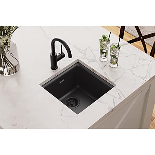 Elkay Quartz Classic ELG1616BK0 Black Single Bowl Dual Mount Bar Sink