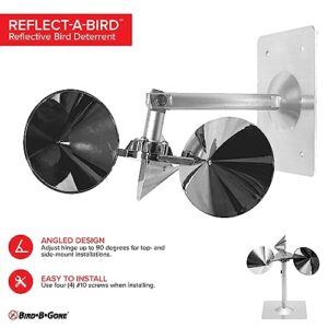 Bird B Gone - Reflect-A-Bird - Reflective Spinning Deterrent - Repels Pigeons, Sparrows, & Woodpeckers - Wind Powered - for Gardens, Railings, Roofs, Etc - Weatherproof Aluminum - Adjustable Neck