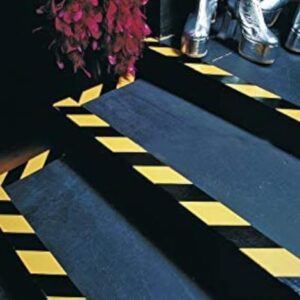 Black & Yellow Hazard Warning Safety Stripe Tape • 2 Inch x 108 Feet - Ideal for Walls, Floors, Pipes and Equipment.