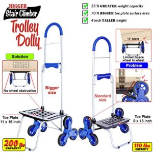 dbest products Stair Climber Bigger Trolley Dolly, Blue Shopping Grocery Foldable Cart Condo Apartment