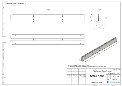 Vodaland Slot Drain Channel 4.8" Depth 4 inch Internal Channel Package