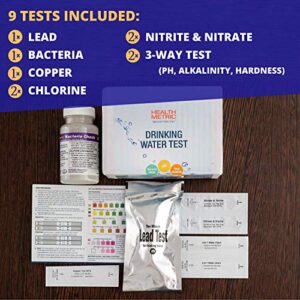 Drinking Water Test Kit For Municipal Tap and Well Water - Simple Testing Strips For Lead Copper Bacteria, Nitrates, Chlorine and More