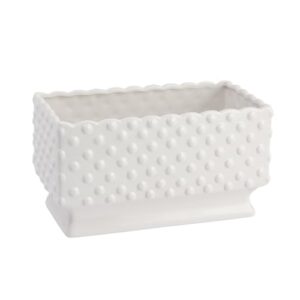 creative co-op white hobnail rectangle ceramic planter