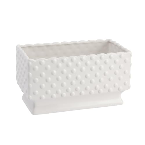 Creative Co-Op White Hobnail Rectangle Ceramic Planter