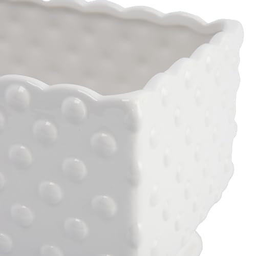 Creative Co-Op White Hobnail Rectangle Ceramic Planter