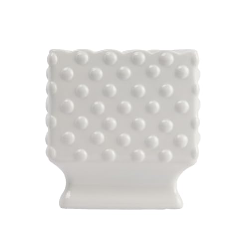 Creative Co-Op White Hobnail Rectangle Ceramic Planter