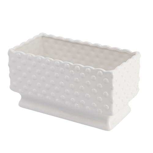 Creative Co-Op White Hobnail Rectangle Ceramic Planter