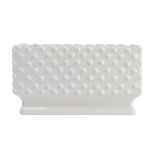 Creative Co-Op White Hobnail Rectangle Ceramic Planter