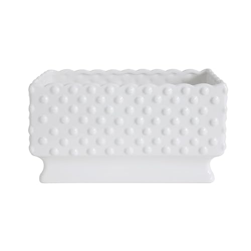 Creative Co-Op White Hobnail Rectangle Ceramic Planter