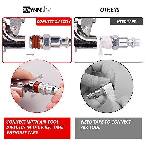 WYNNsky Air Compressor Kit, 1/4 Inch NPT Air Tool Kit with 1/4 Inch x 25Ft Coil Nylon Hose/Tire Gauge - 20 Pieces