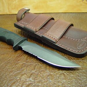 Custom Made Cross Draw Knife Sheath That Will fit The SOG Seal pup Light Brown. A lot of Leather for The Price and can be Worn on The Left or Right Hand Side. Sheath only.