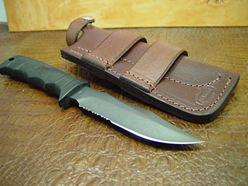 Custom Made Cross Draw Knife Sheath That Will fit The SOG Seal pup Light Brown. A lot of Leather for The Price and can be Worn on The Left or Right Hand Side. Sheath only.