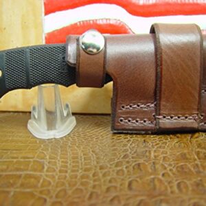 Custom Made Cross Draw Knife Sheath That Will fit The SOG Seal pup Light Brown. A lot of Leather for The Price and can be Worn on The Left or Right Hand Side. Sheath only.