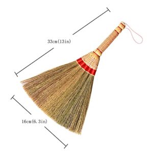 MXY Handmade Broom Soft Mini with Solid Wood Handle Retro Nature No Static Electricity Sweeping Broom Sofa, Car, Corner and More About 13 Inches Length