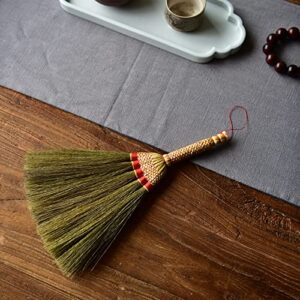 MXY Handmade Broom Soft Mini with Solid Wood Handle Retro Nature No Static Electricity Sweeping Broom Sofa, Car, Corner and More About 13 Inches Length