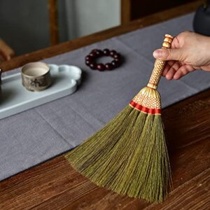 MXY Handmade Broom Soft Mini with Solid Wood Handle Retro Nature No Static Electricity Sweeping Broom Sofa, Car, Corner and More About 13 Inches Length