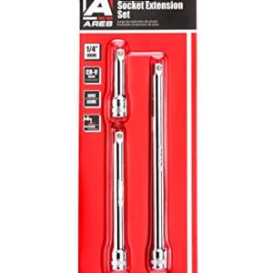 ARES 70243-3-Piece 1/4-Inch Drive Socket Extension Set - Includes 2-Inch, 4-Inch and 6-Inch Extensions - Premium Chrome Vanadium Steel with Mirror Finish