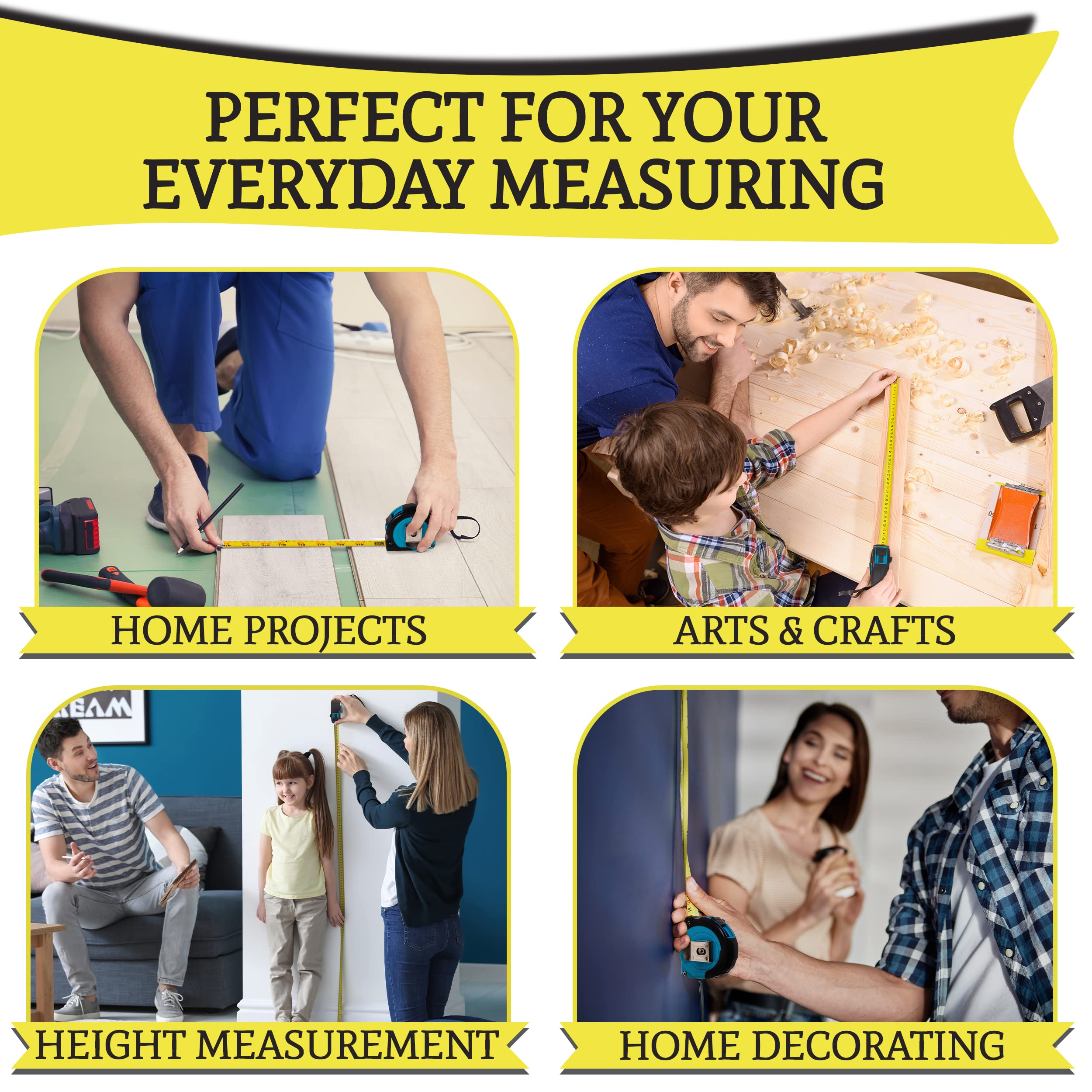 Where's My Tape Measure? 10ft Tape Measures Retractable – 3 Pack Small Measuring Tapes – Retractable, Fractions, Easy to Read and Easy to Find!