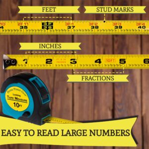 Where's My Tape Measure? 10ft Tape Measures Retractable – 3 Pack Small Measuring Tapes – Retractable, Fractions, Easy to Read and Easy to Find!