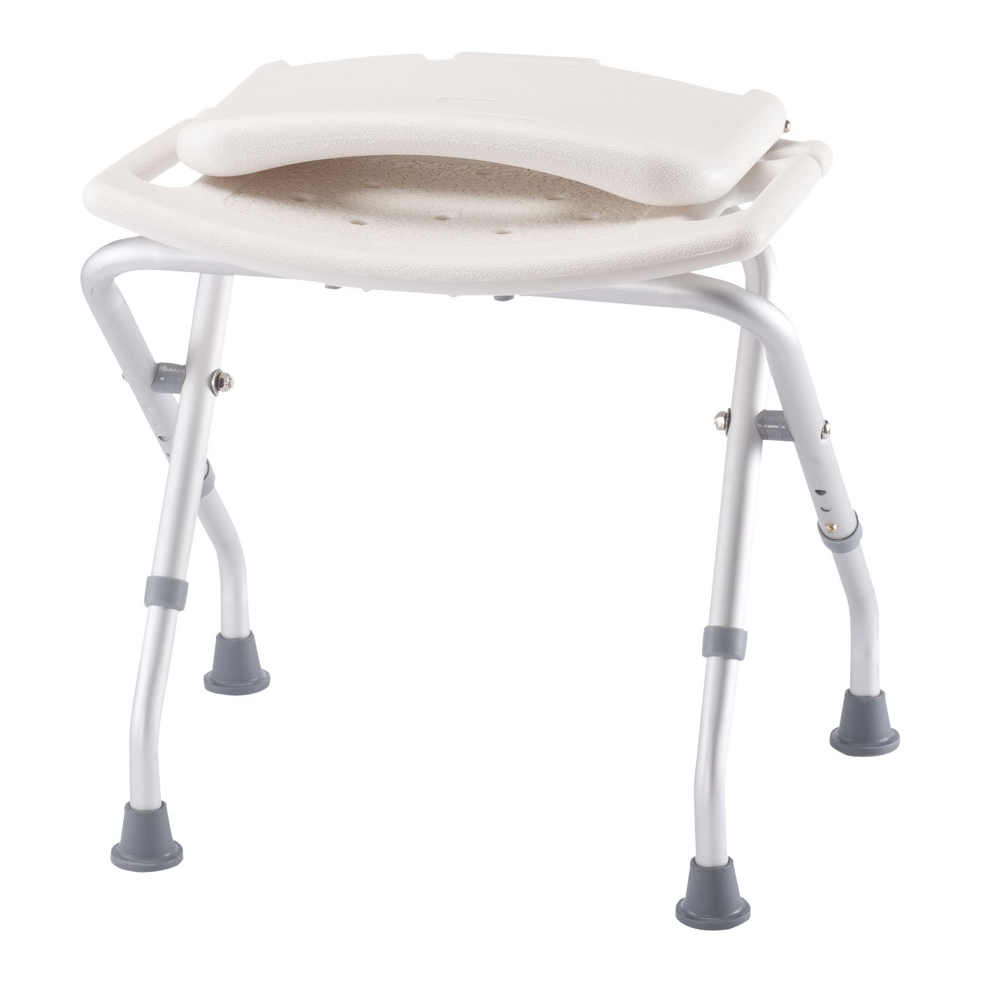 EasyComforts Folding Bath Seat with Back Support, Portable Shower Bench, Rubber Tips, High-Density Polyethylene, White – Overall Bench Seat Measures 17 ½ Inches x 11 Inches, Supports Up to 300 Pounds