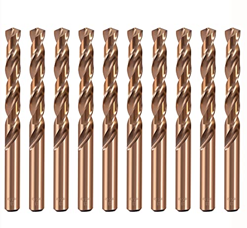 HSS Cobalt Drill Bit Set 9/32 Inch 10Pcs M35 Co Twist Jobber Length Steel Metal Drill Bits